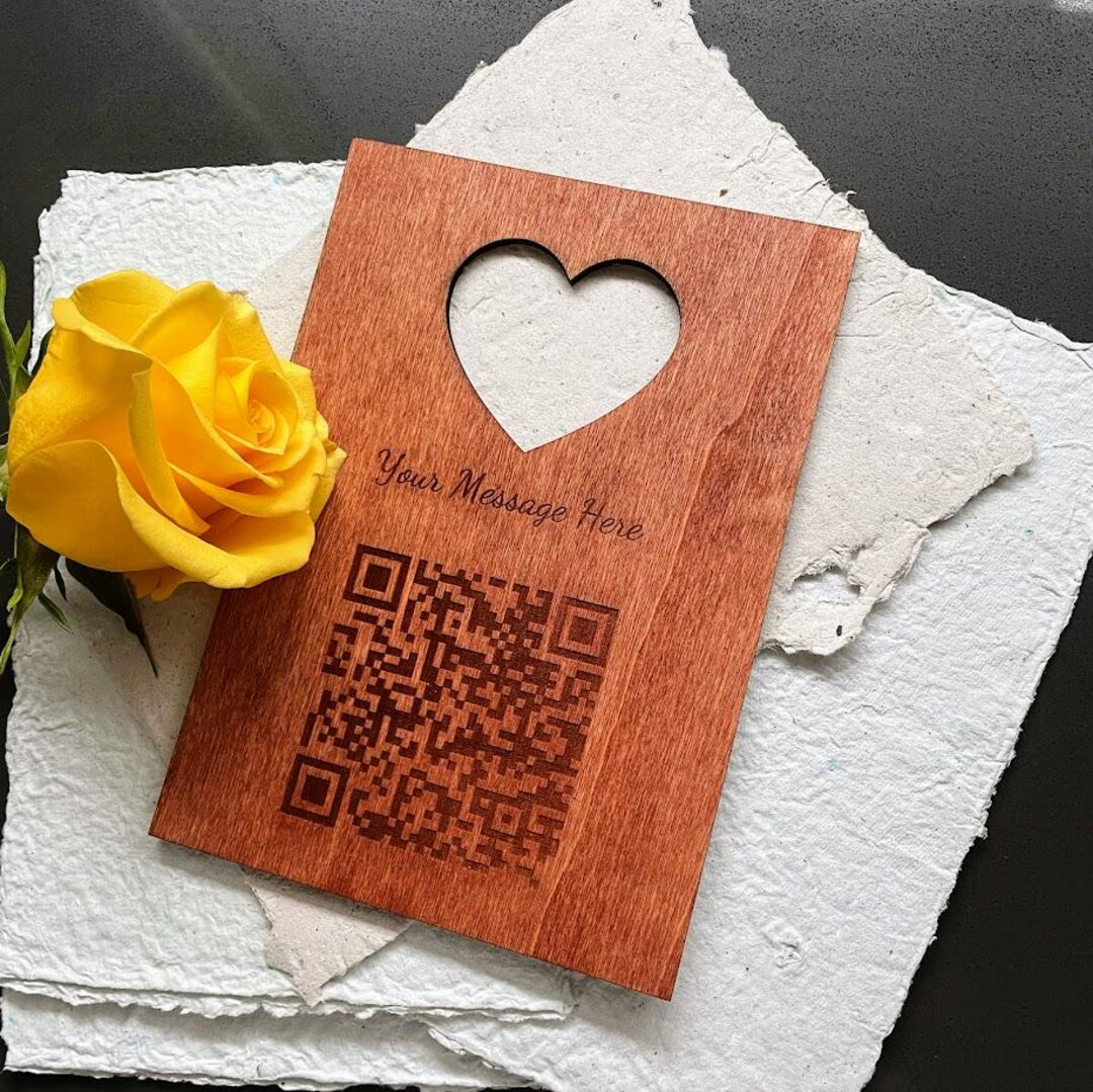 Wooden Valentines Day Card/ QR Code Card/ Gift for Valentines Day/ Gift ...
