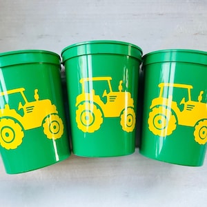Green Tractor Party Cups Tractor Reusable Cups Green Tractor Party Farm ...