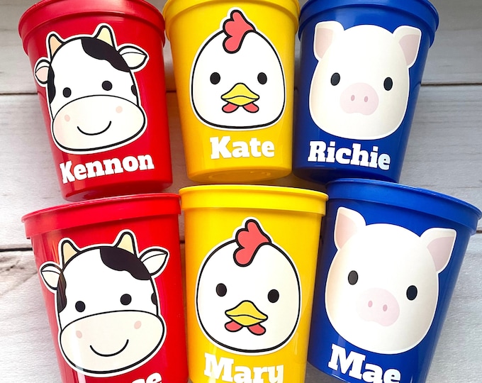 FARM PARTY Cups Farm Cups Farm Animal Cups Farm First Birthday Farm ...