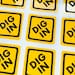 Construction Party Stickers - "dig In" Decals, Black & Yellow (12 Ct ...