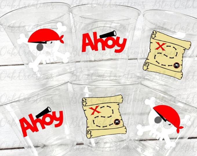 Pirate Party Cups Pirate Treasure Cups Treasure Map Pirate - Etsy