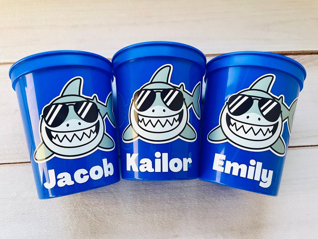 Shark Party Cups Shark Reusable Cups Shark Party Favors Under the Sea ...