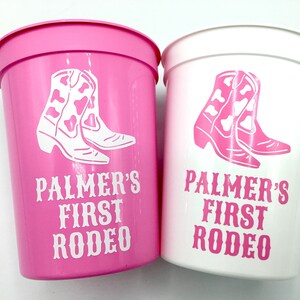 Personalized Cowgirl First Rodeo Party Cups, Pink & White, 16oz - Etsy