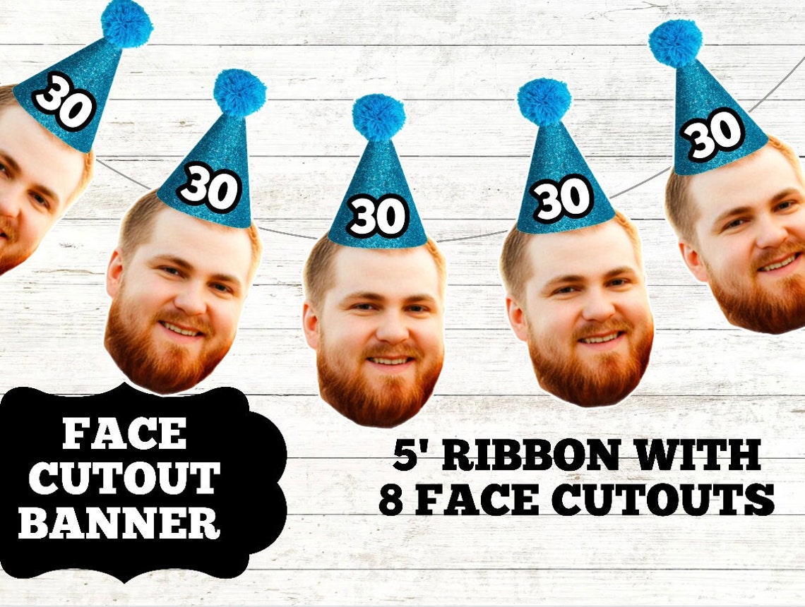 Custom Face Birthday Banner, Personalized Photo Banner - Etsy
