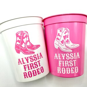 Personalized Cowgirl First Rodeo Party Cups, Pink & White, 16oz - Etsy