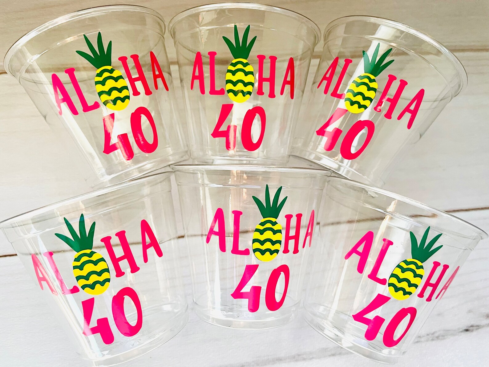 40th Birthday, Aloha 40 Birthday, Aloha Cups Luau Party Cups - Luau ...