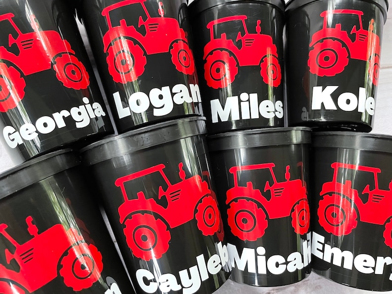 Red Tractor Party Cups Tractor Reusable Cups Red Tractor Party | Etsy