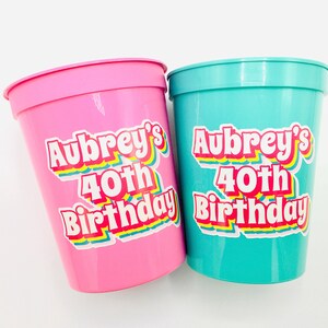 Personalized 40th Birthday Party Cups, Custom 16oz Stadium Cups - Etsy