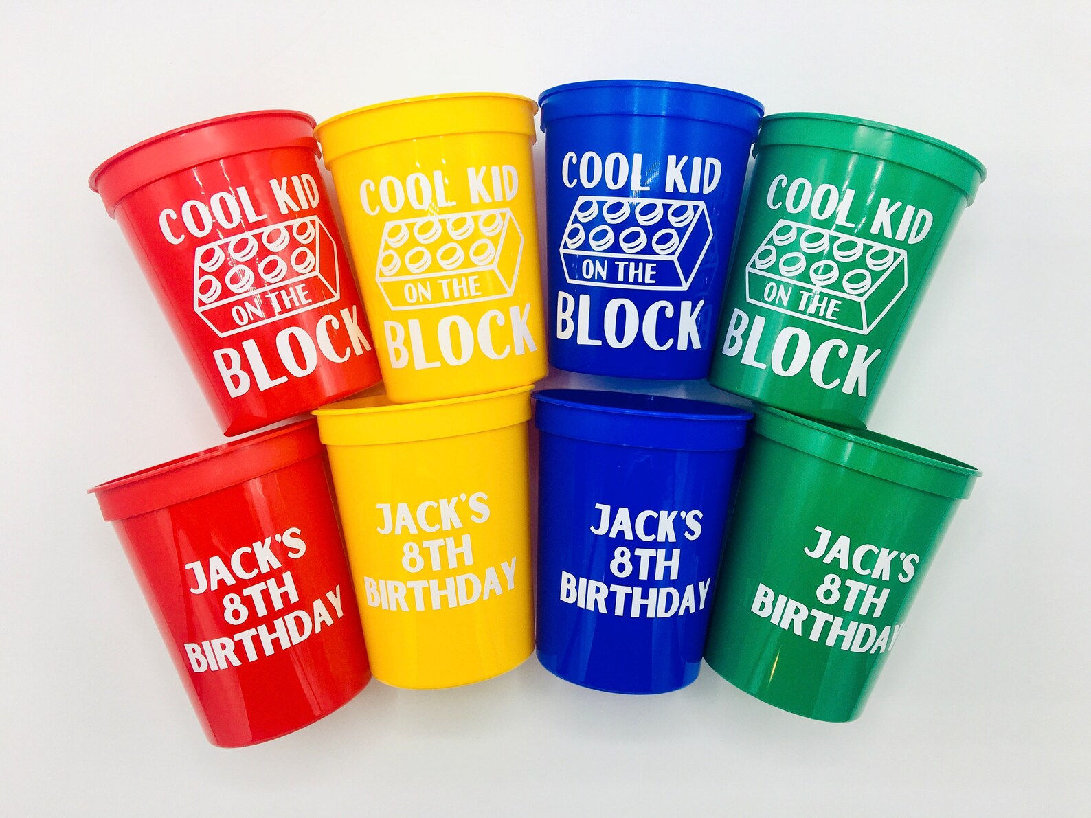 Building Block Party Cups, Vinyl Decal Stadium Cups - Etsy