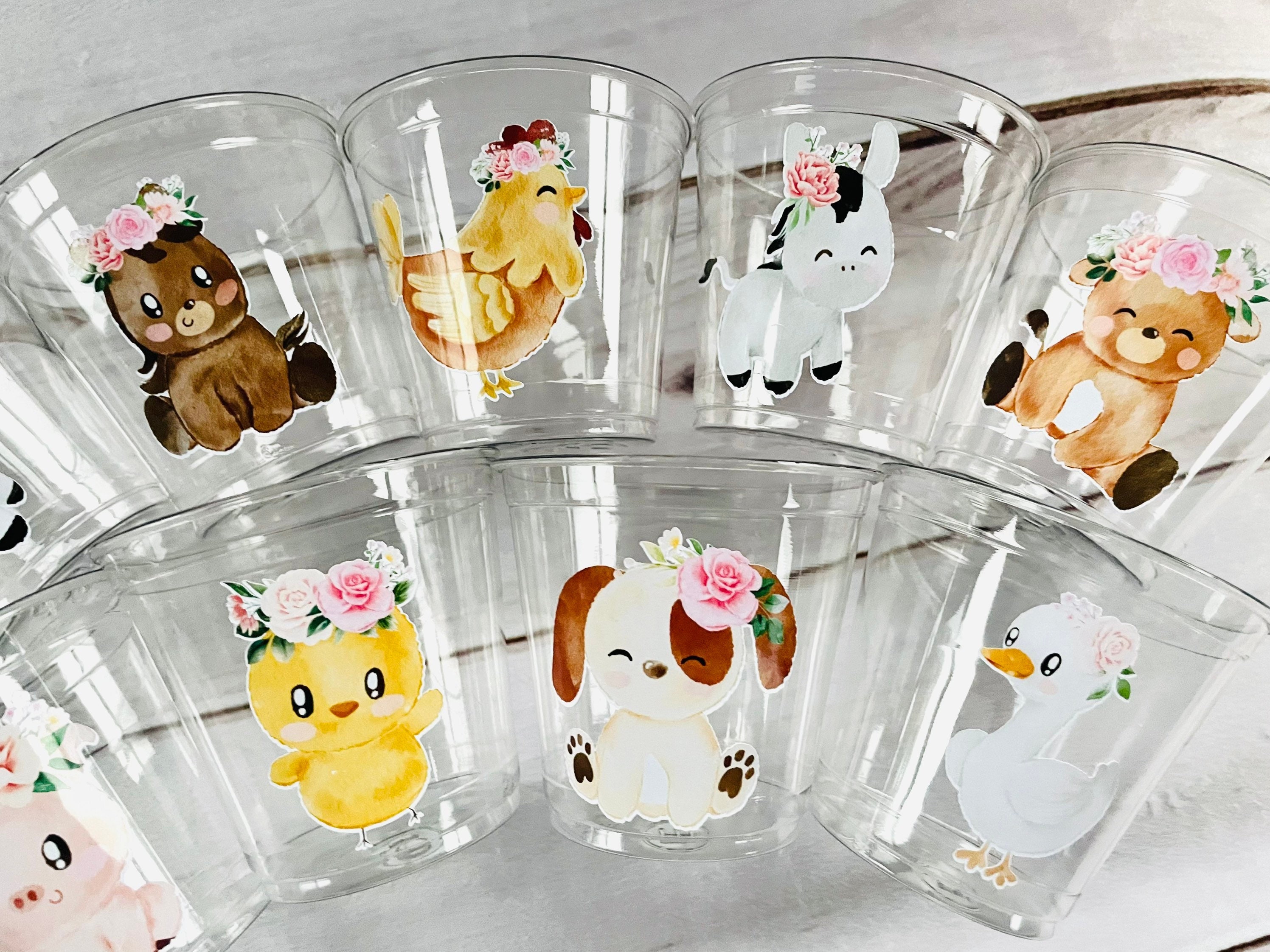 Farm Birthday, Farm Birthday Cups, Farm Party, Farm Party Cups, Pink ...