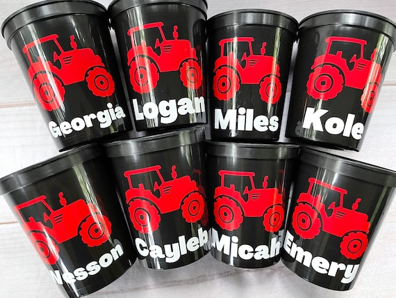 Red Tractor Party Cups Tractor Reusable Cups Red Tractor Party | Etsy