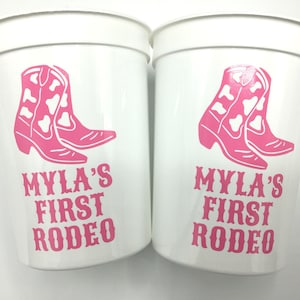Personalized Cowgirl Birthday Party Cups, Rodeo Theme, Pink and White ...