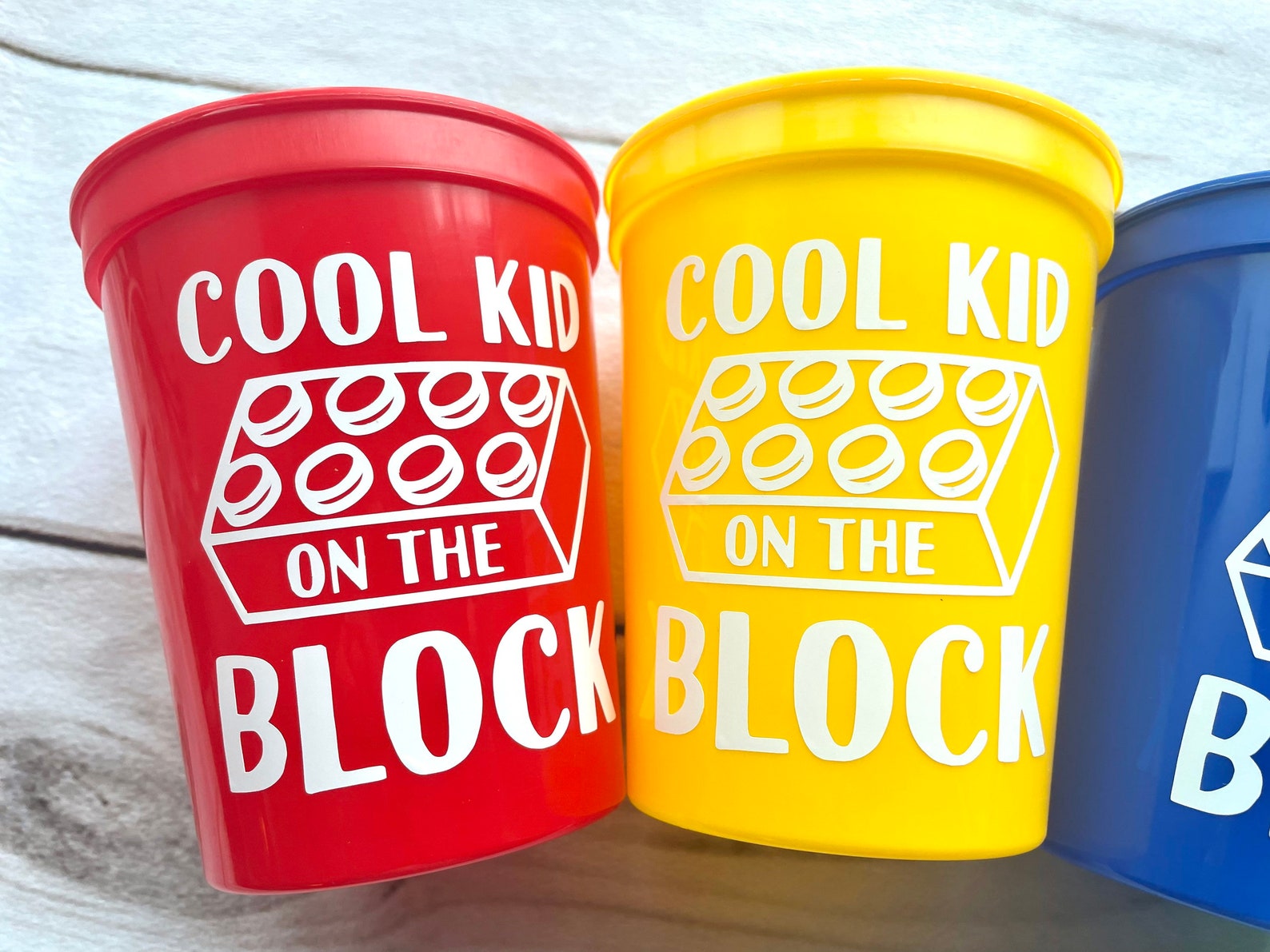 Building Block Party Cups, Vinyl Decal Stadium Cups - Etsy
