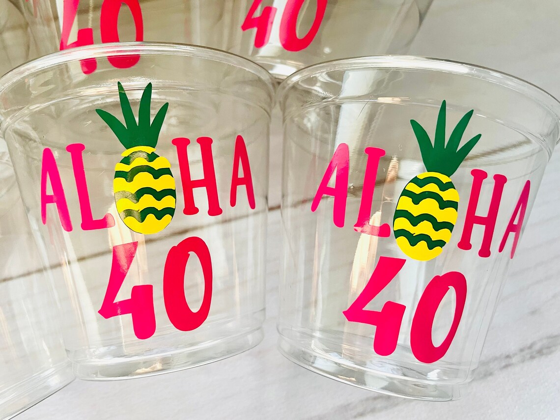 40th Birthday, Aloha 40 Birthday, Aloha Cups Luau Party Cups - Luau ...