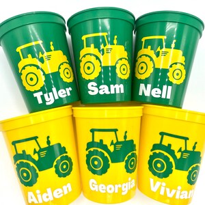 Tractor Party Cups, Farm Birthday Decorations - Reusable 16oz Stadium ...