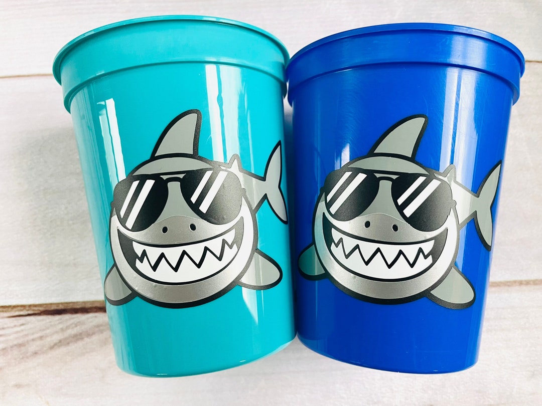 Shark Party Cups Shark Reusable Cups Shark Party Favors - Etsy
