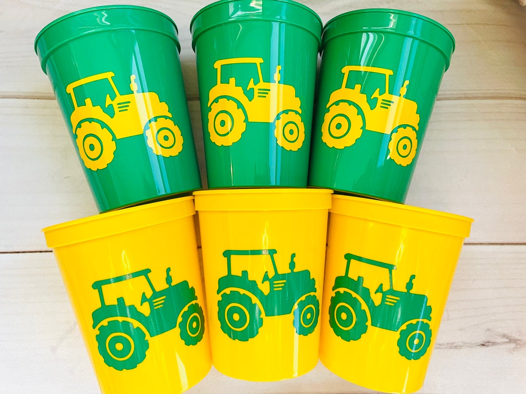 Green Tractor Party Cups Tractor Reusable Cups Green Tractor Party Farm ...