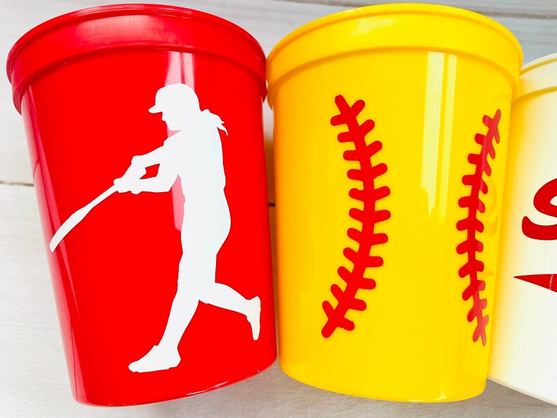 Softball Party Cups, Reusable 16oz Stadium Cups - Etsy