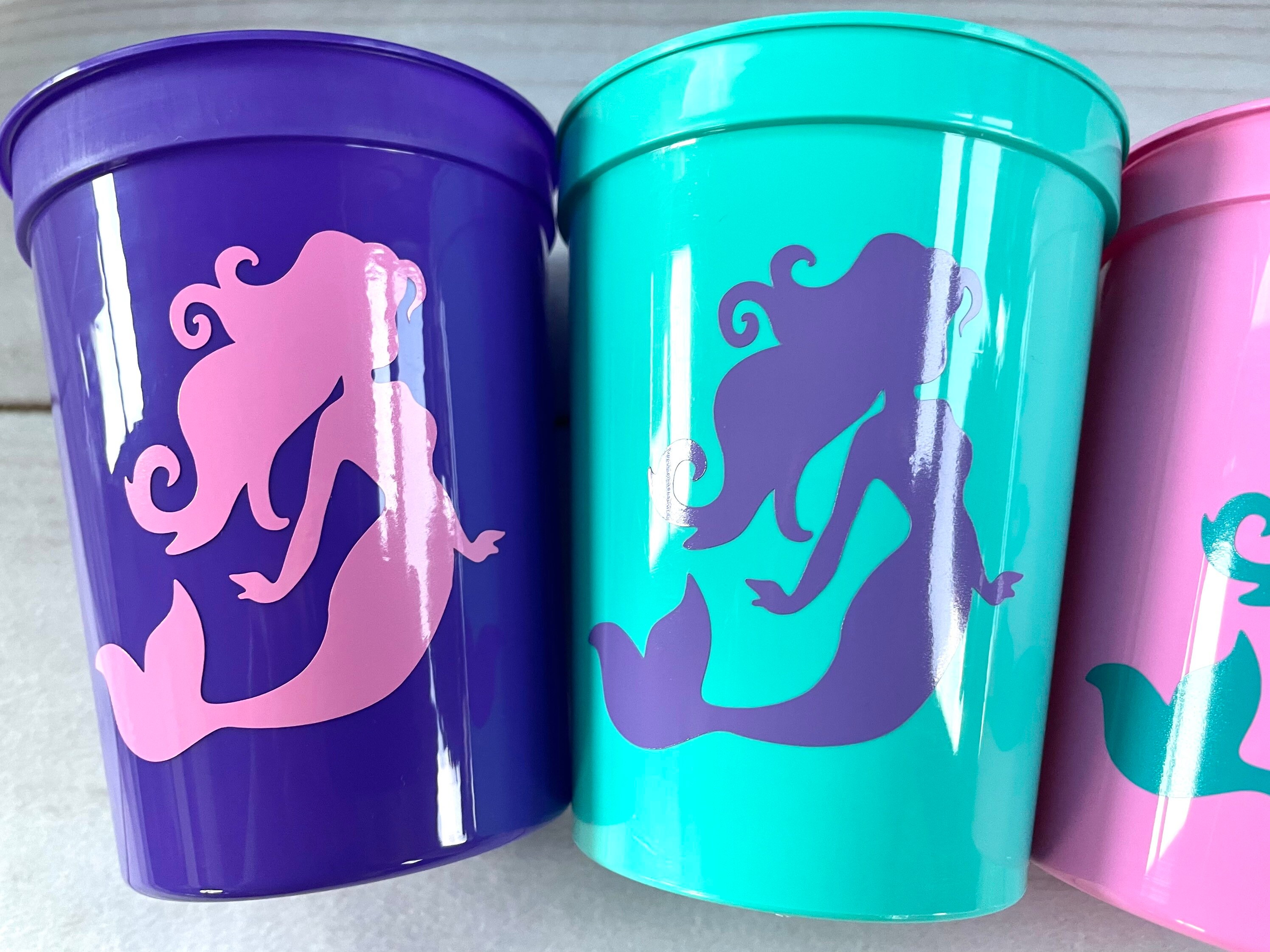 Personalized Mermaid Party Cups – 16oz Reusable Birthday Decorations - Etsy