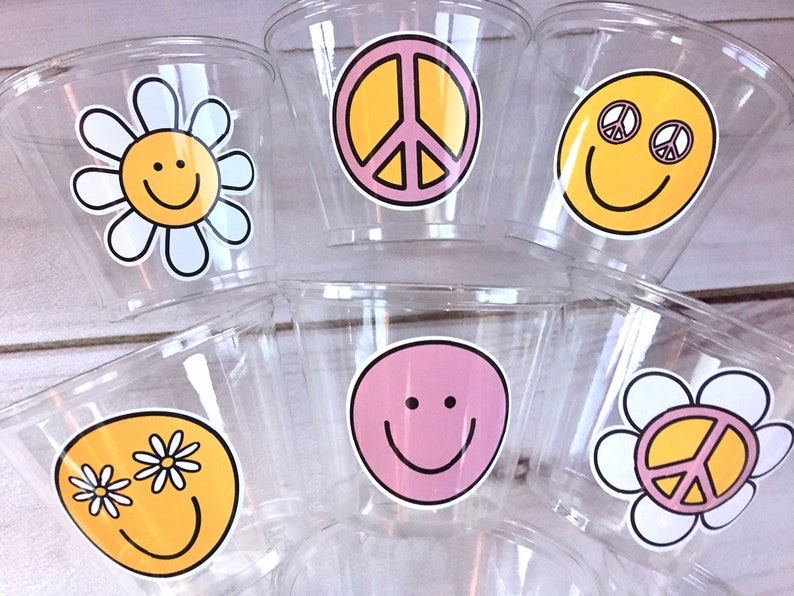 Two Groovy Birthday Party Cups 70s Party Cups Birthday - Etsy