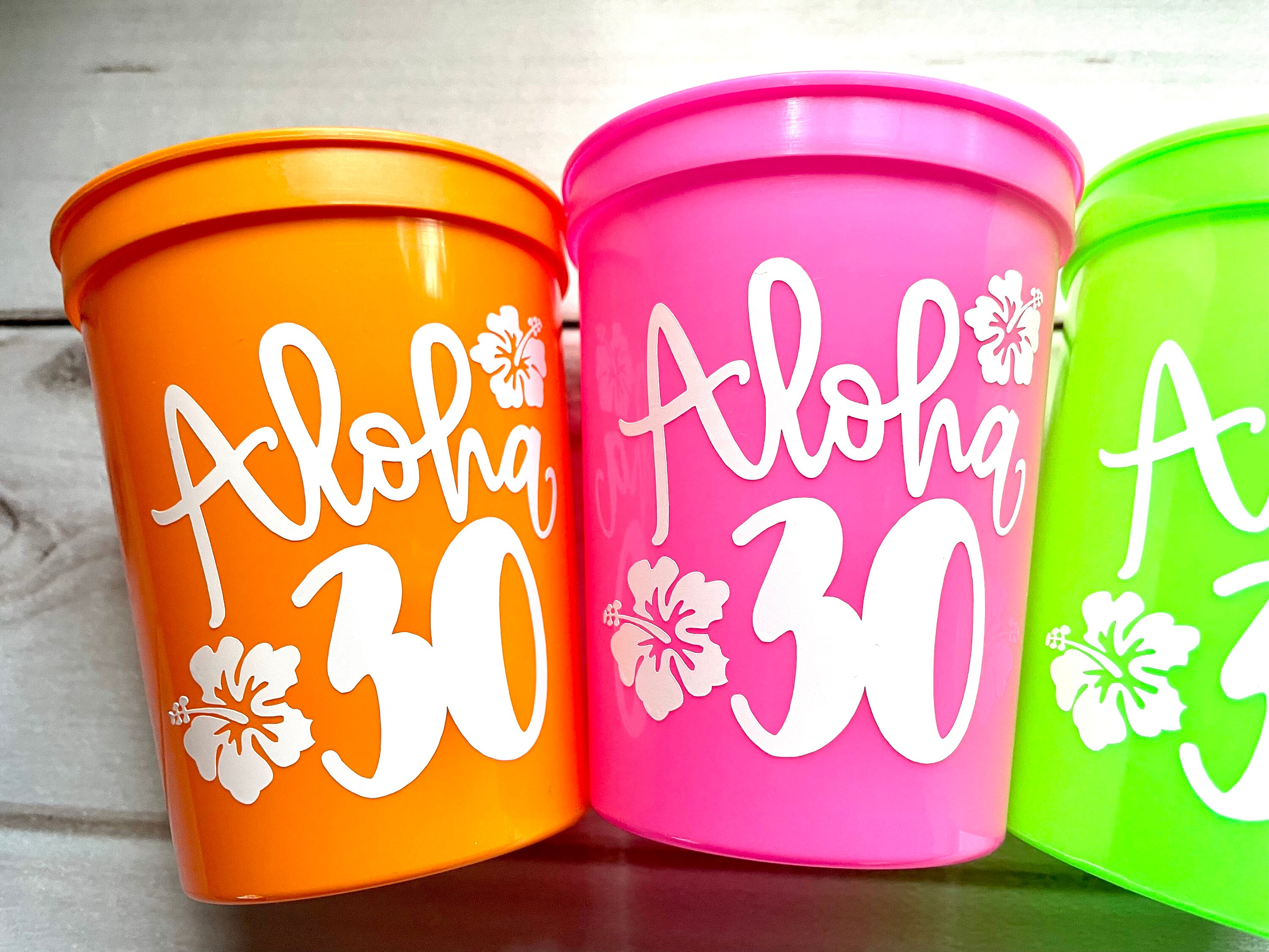 Aloha 30th Birthday Cups, Luau Party Favors - Etsy