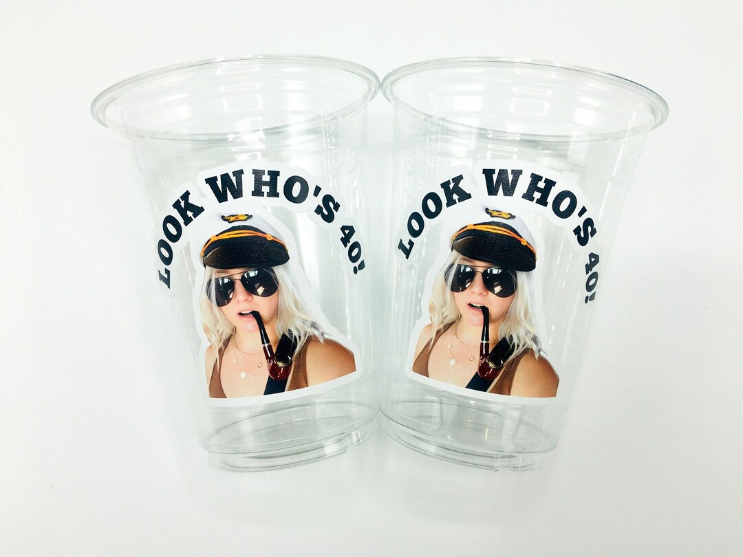 Custom Face 40th Birthday Party Cups, Personalized Photo Cups - Etsy