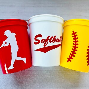 Softball Party Cups, Reusable 16oz Stadium Cups - Etsy