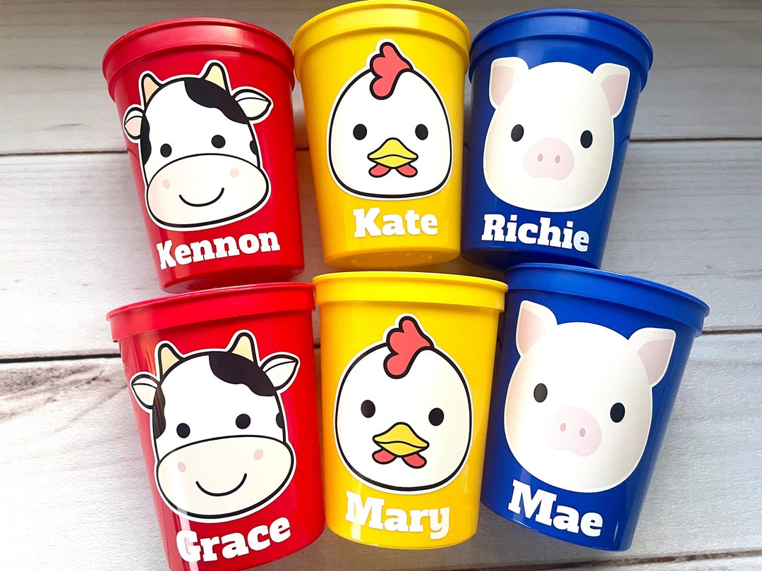 Farm Party Cups 16oz Stadium Cups Barnyard Farm Animal Party Favors ...