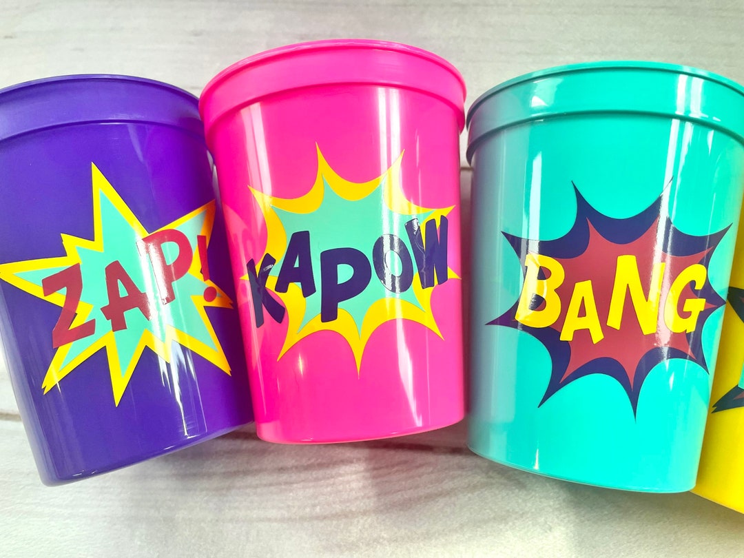 Girl Superhero Party Cups Reusable 16oz Stadium Cups Girl Superhero ...