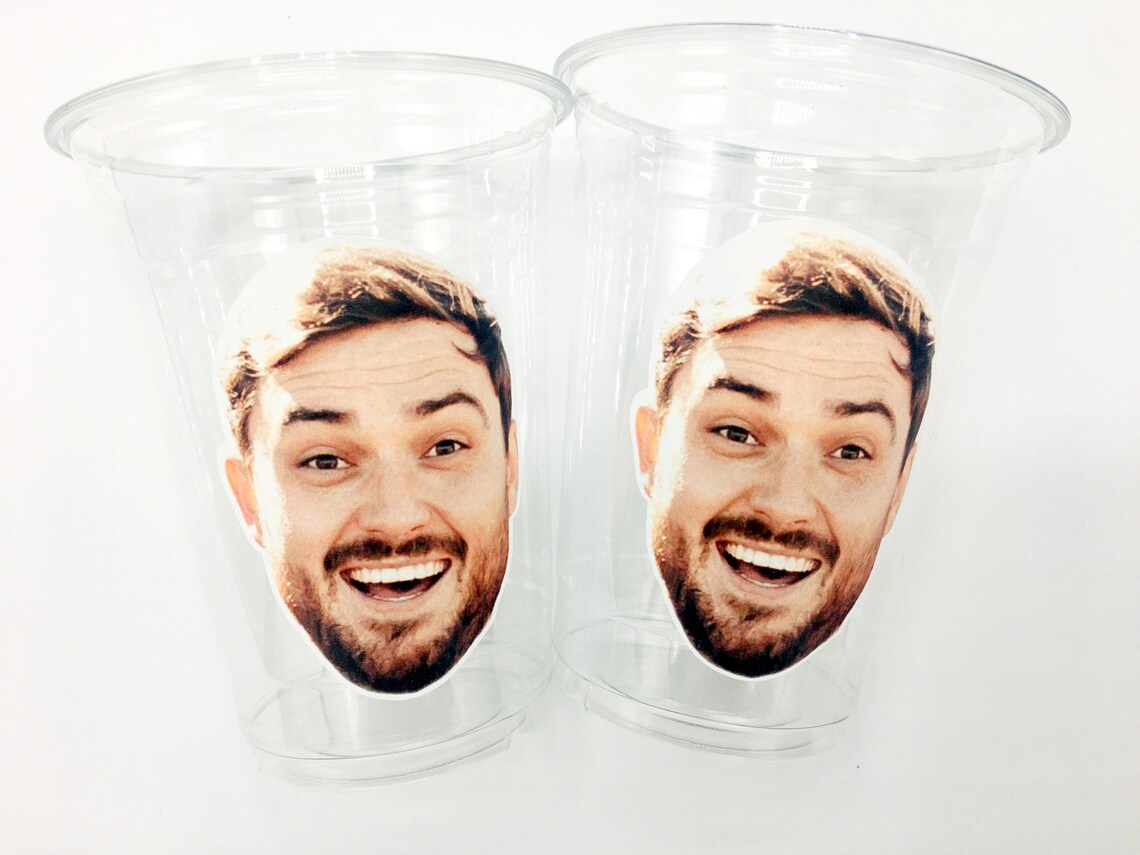 Personalized Photo Party Cups, Custom Face Decor - Etsy