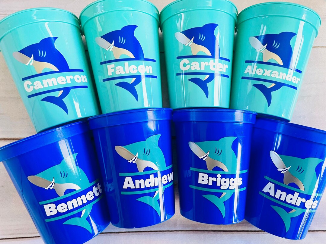 Personalized Shark Party Cups, Under the Sea Party Favors - Etsy
