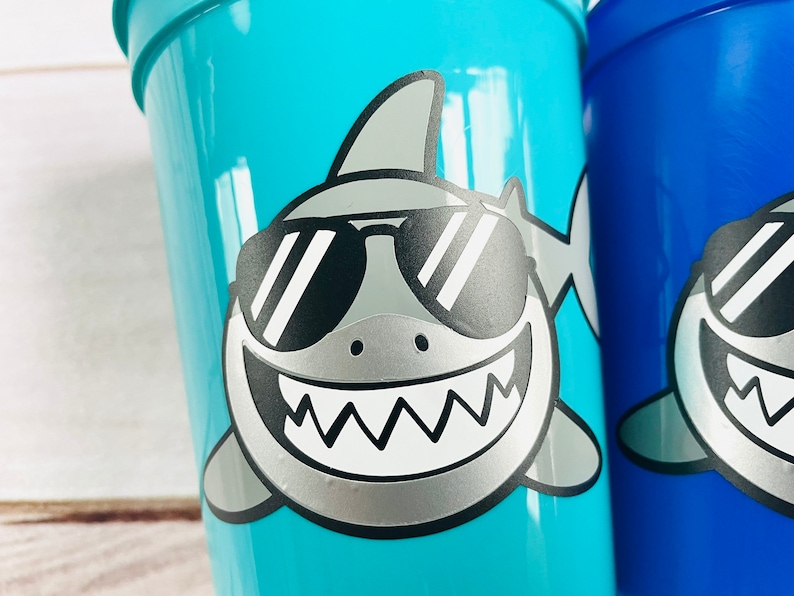 Shark Party Cups Shark Reusable Cups Shark Party Favors - Etsy