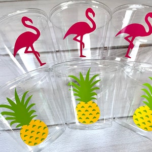 Luau Party Cups - Pineapple & Flamingo, Tropical Birthday - Etsy