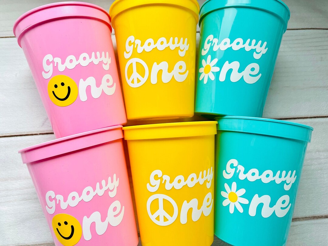 Groovy One Birthday, Groovy One Party, 70s Party Cups, 70's Birthday ...