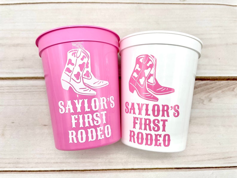 First Rodeo Birthday Cups, First Rodeo Party Cups, Personalized Cowgirl ...