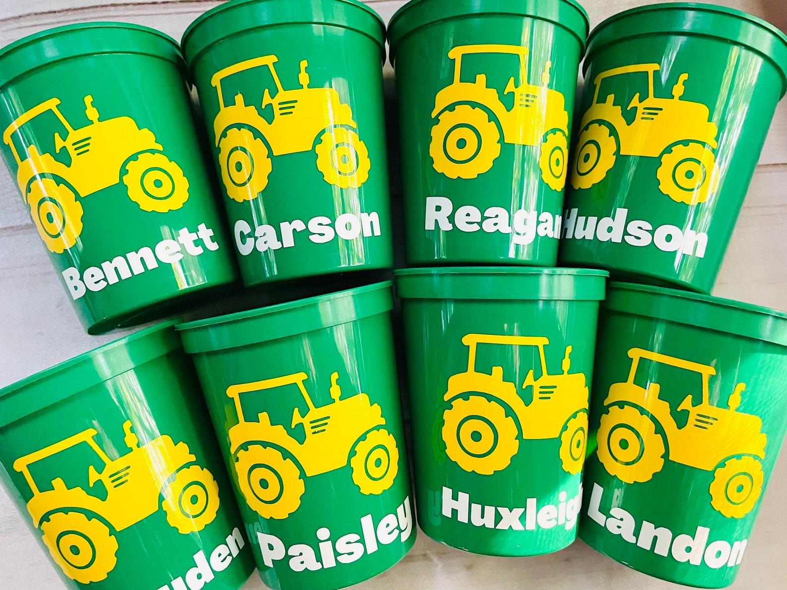 Green Tractor Party Cups Tractor Reusable Cups Green Tractor - Etsy
