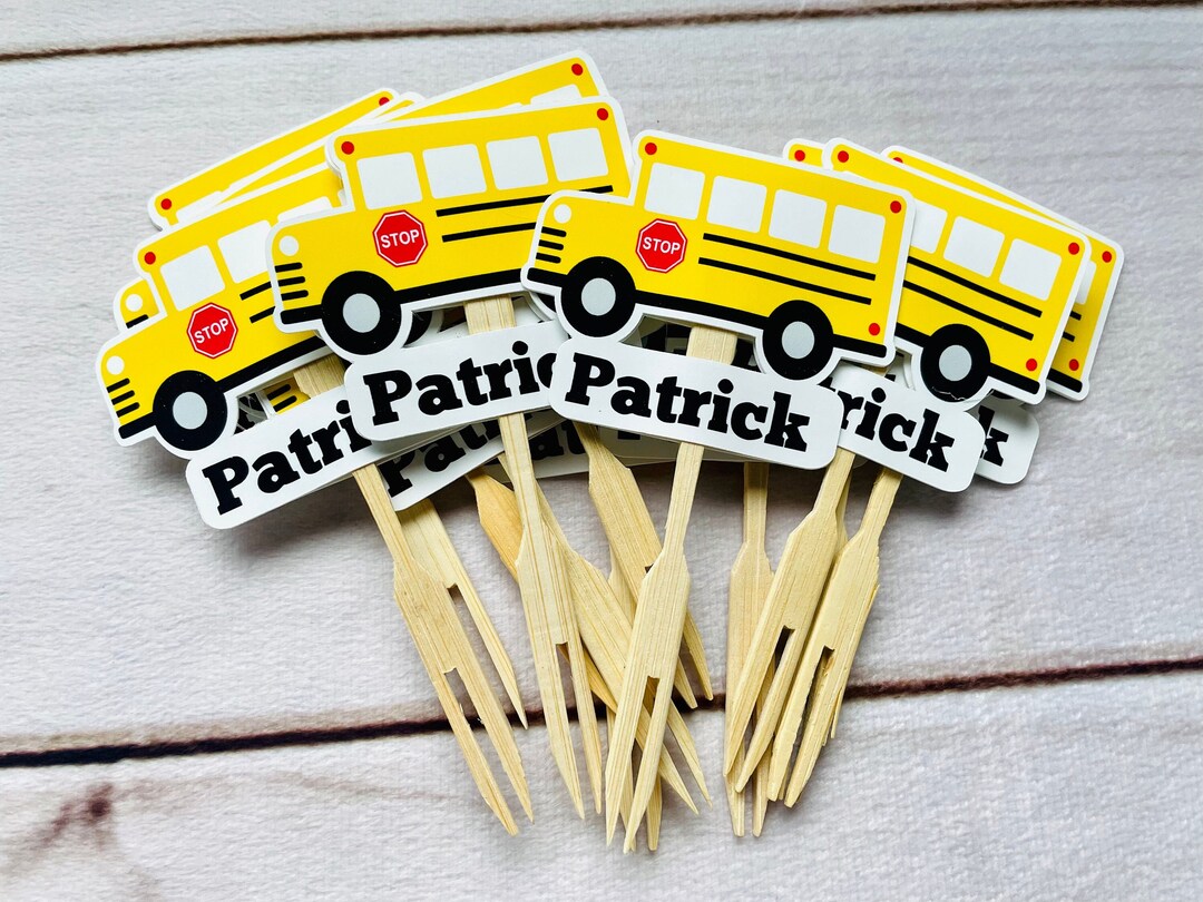 School Bus Party - School Bus Cupcake Toppers, Cups School Birthday ...
