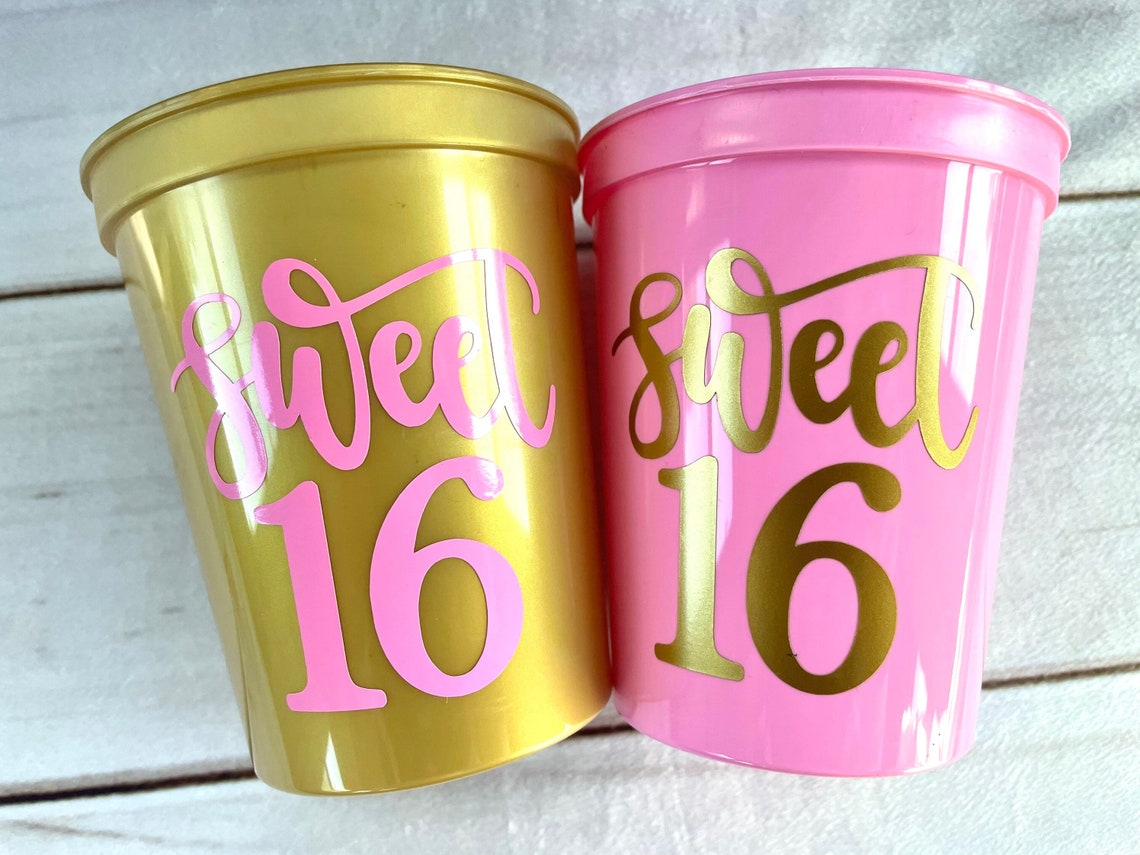Sweet 16 Party Cups Reusable 16oz Stadium Cups Sweet 16 Favors - Etsy