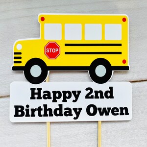 School Bus Birthday Cake Topper – Double Sided Party Decoration - Etsy