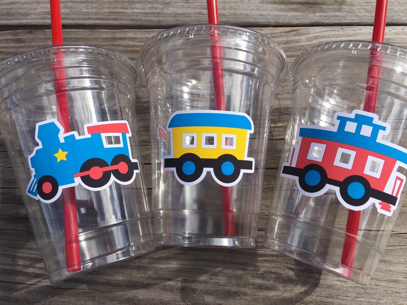Train Party Cups Train Cups Train Party Decorations Train | Etsy
