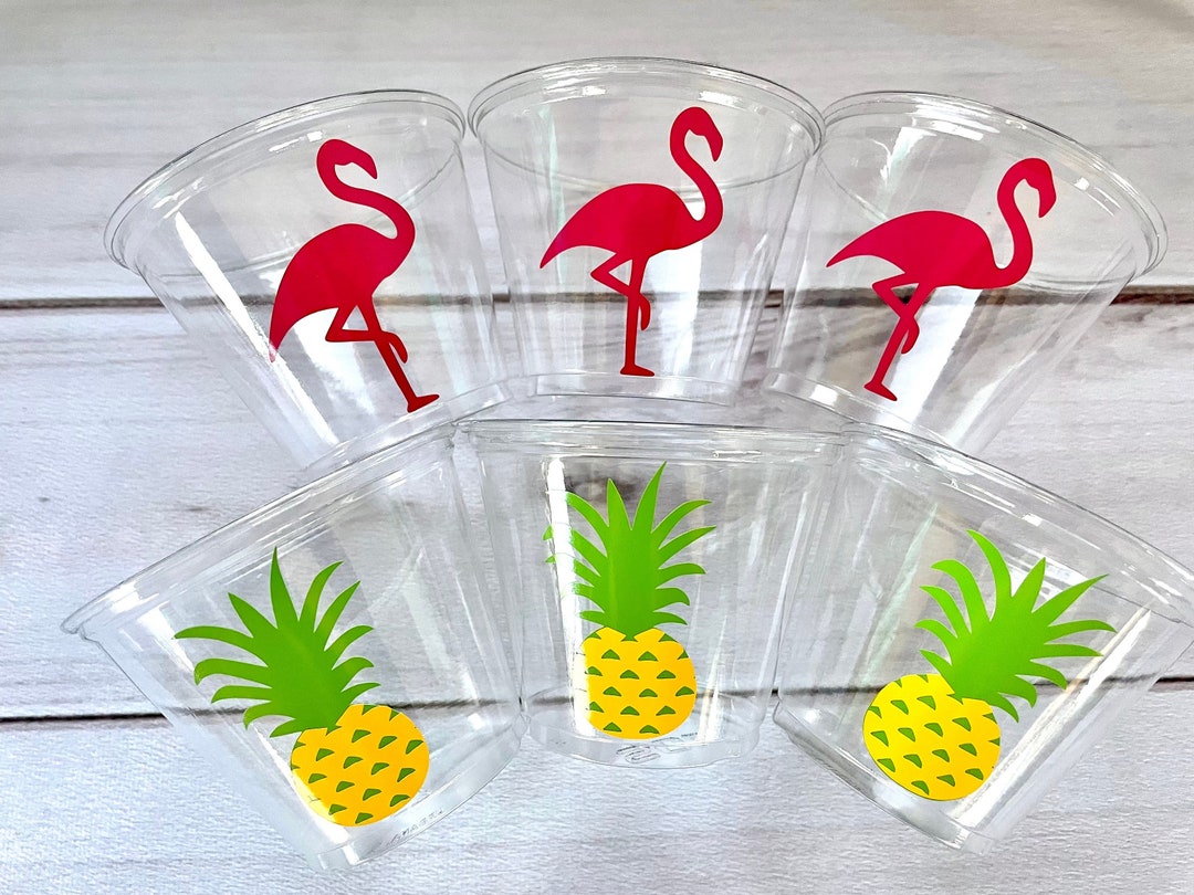 Luau Party Cups - Pineapple & Flamingo, Tropical Birthday - Etsy