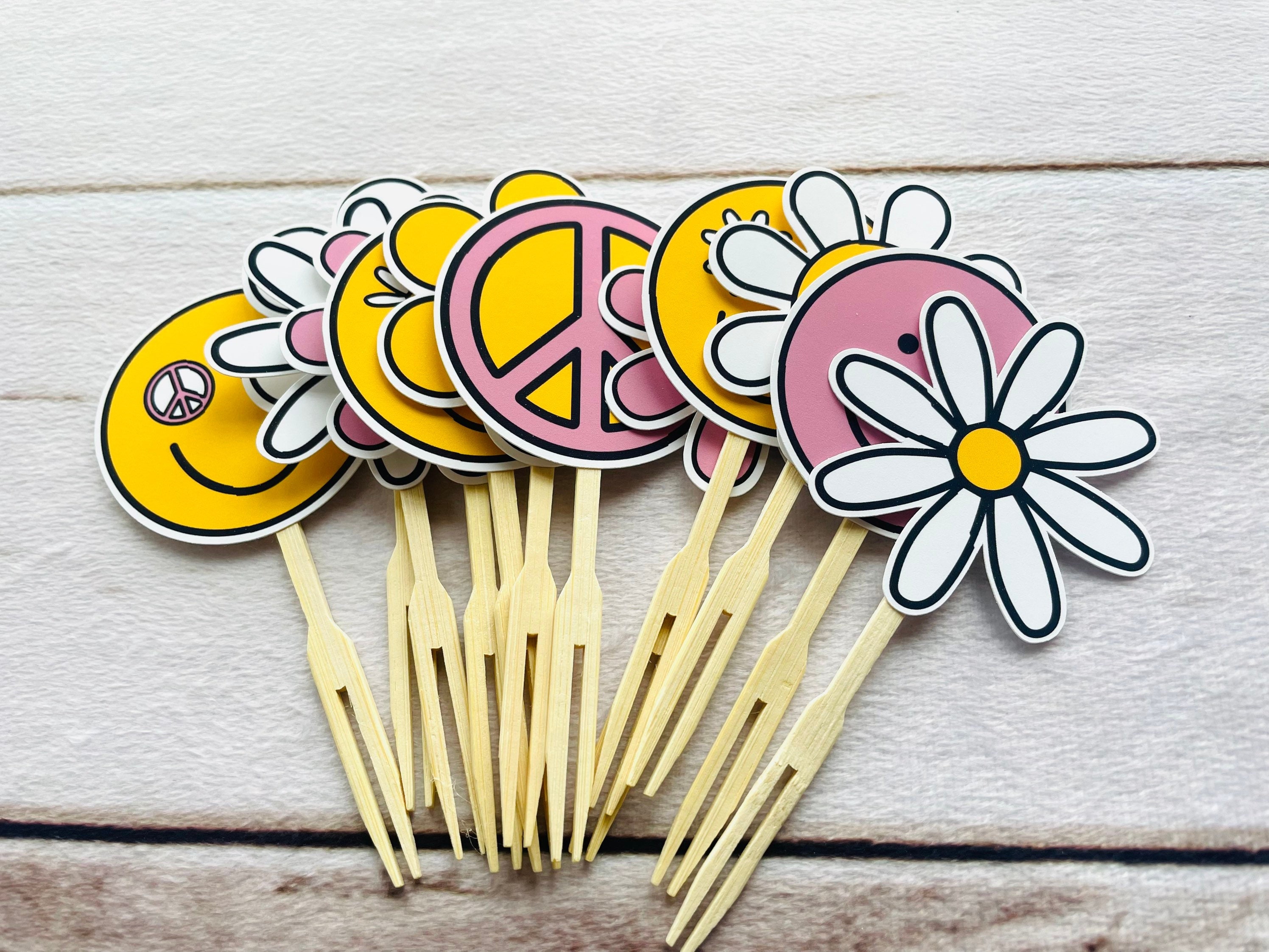 70s Groovy Cupcake Toppers, Hippie Birthday Party Decorations - Etsy