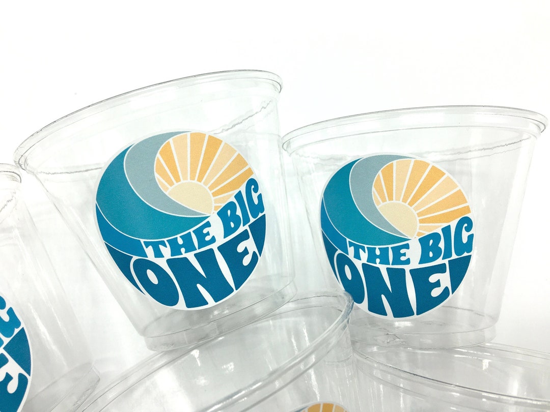Surf Birthday Cups, the Big One Cups, 1st Birthday Party Cups, Surf ...