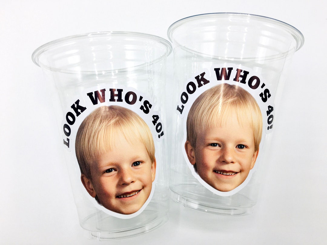 40th Birthday Custom Face Party Cups, Personalized Photo Cups - Etsy