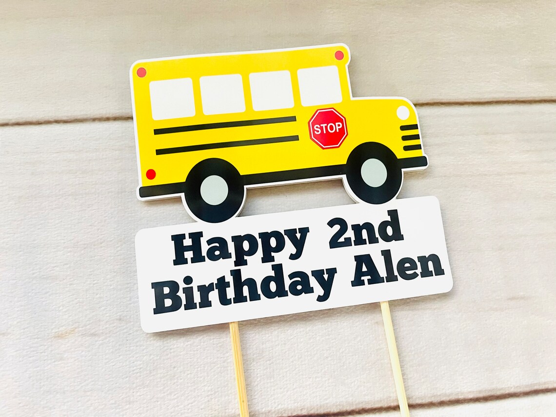 School Bus Party - School Bus Cake Topper, Cups School Birthday School ...