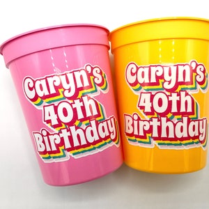 Personalized 40th Birthday Party Cups, Custom 16oz Stadium Cups - Etsy