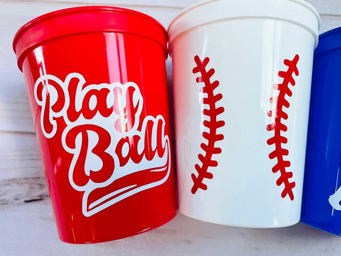 Softball Party Cups Reusable 16oz Stadium Cups Softball Favors - Etsy