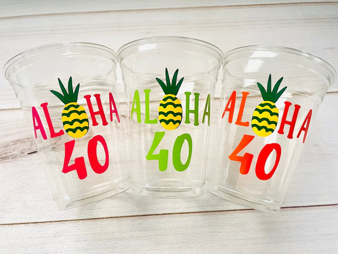 40th Birthday Party Cups, Aloha 40, Luau Birthday, Luau Party, 40th ...