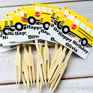 School Bus Party - School Bus Cupcake Toppers, Cups School Birthday ...