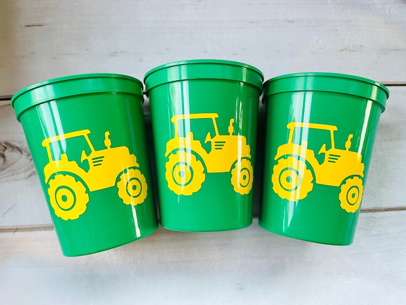 Green Tractor Party Cups Tractor Reusable Cups Green Tractor - Etsy